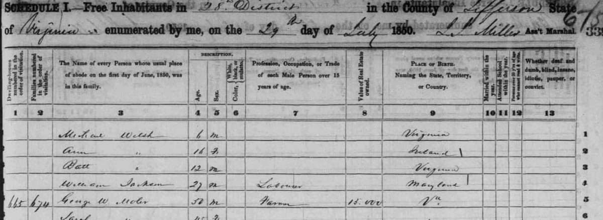 A Listing of All Irish-born Residents of Jefferson County, Virginia in ...